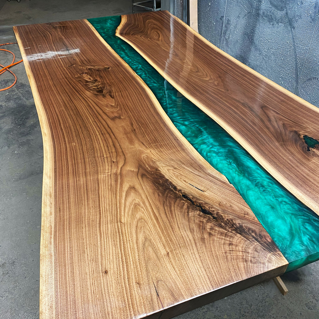 Emerald Green Live Edge River Table – Chicago Fabrications
