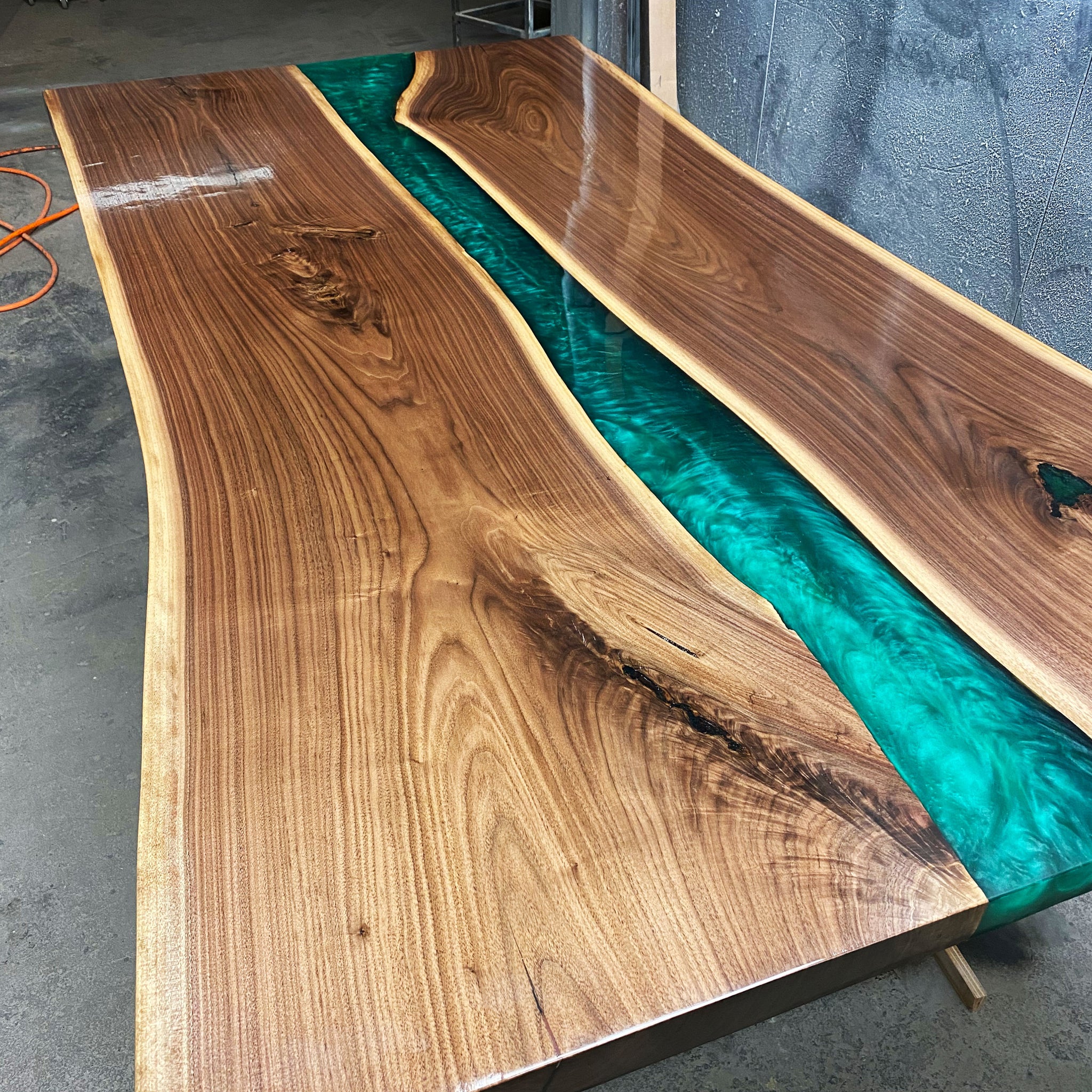 Emerald Green Live Edge River Table – Chicago Fabrications
